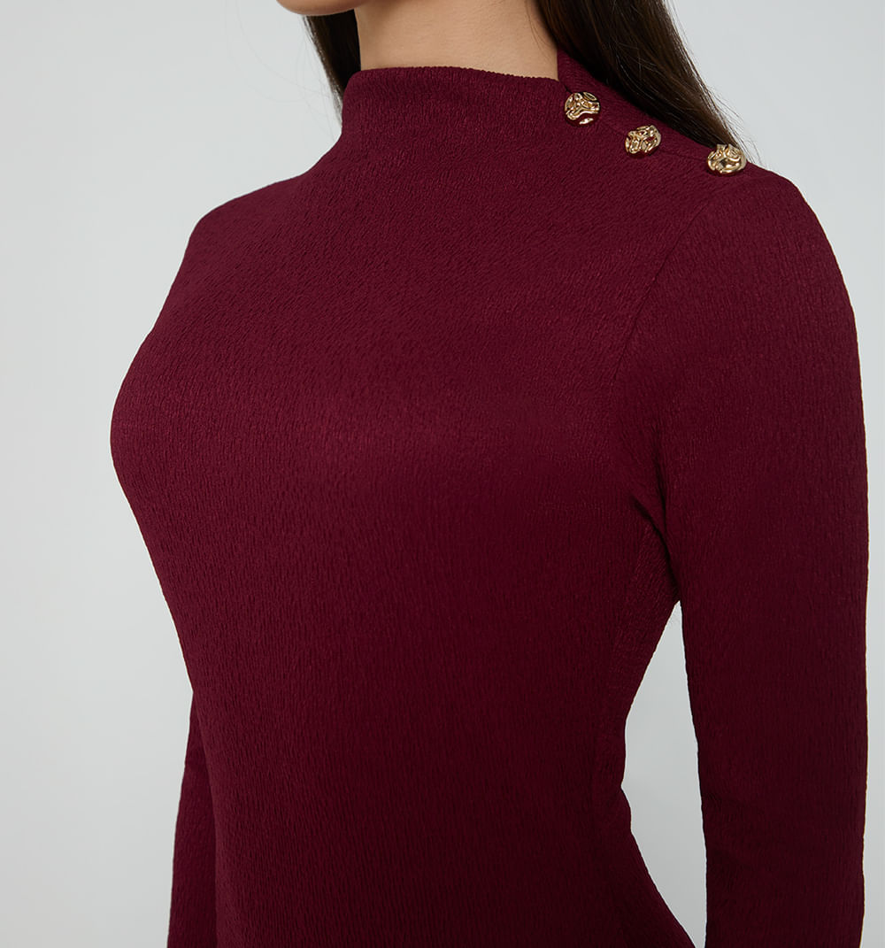 Vestido midi manga larga cuello alto - Studio F